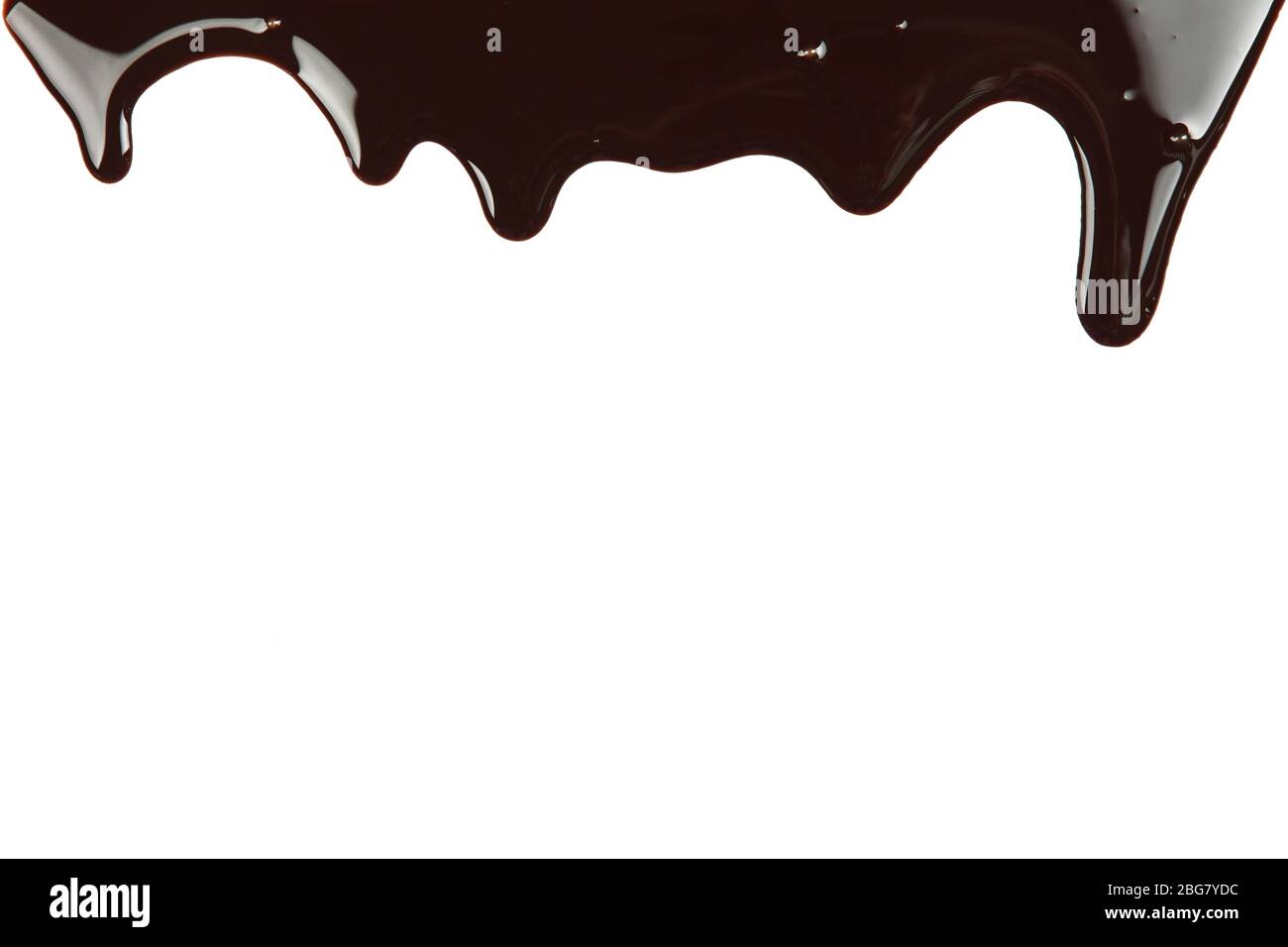 Melted chocolate dripping on white background Stock Photo - Alamy