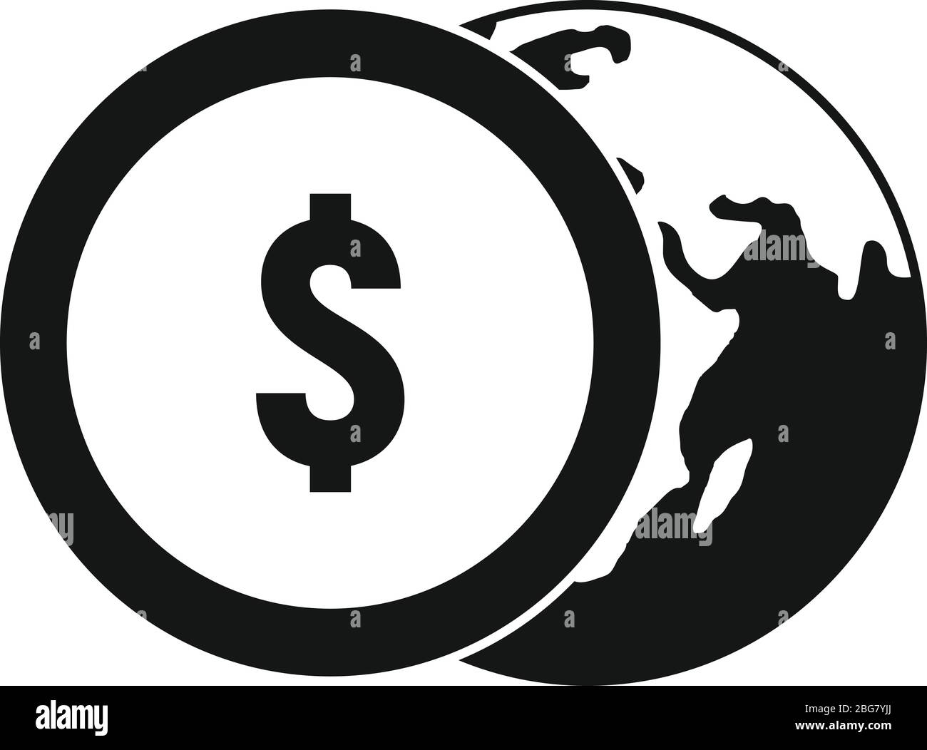 Global dollar transfer icon. Simple illustration of global dollar ...