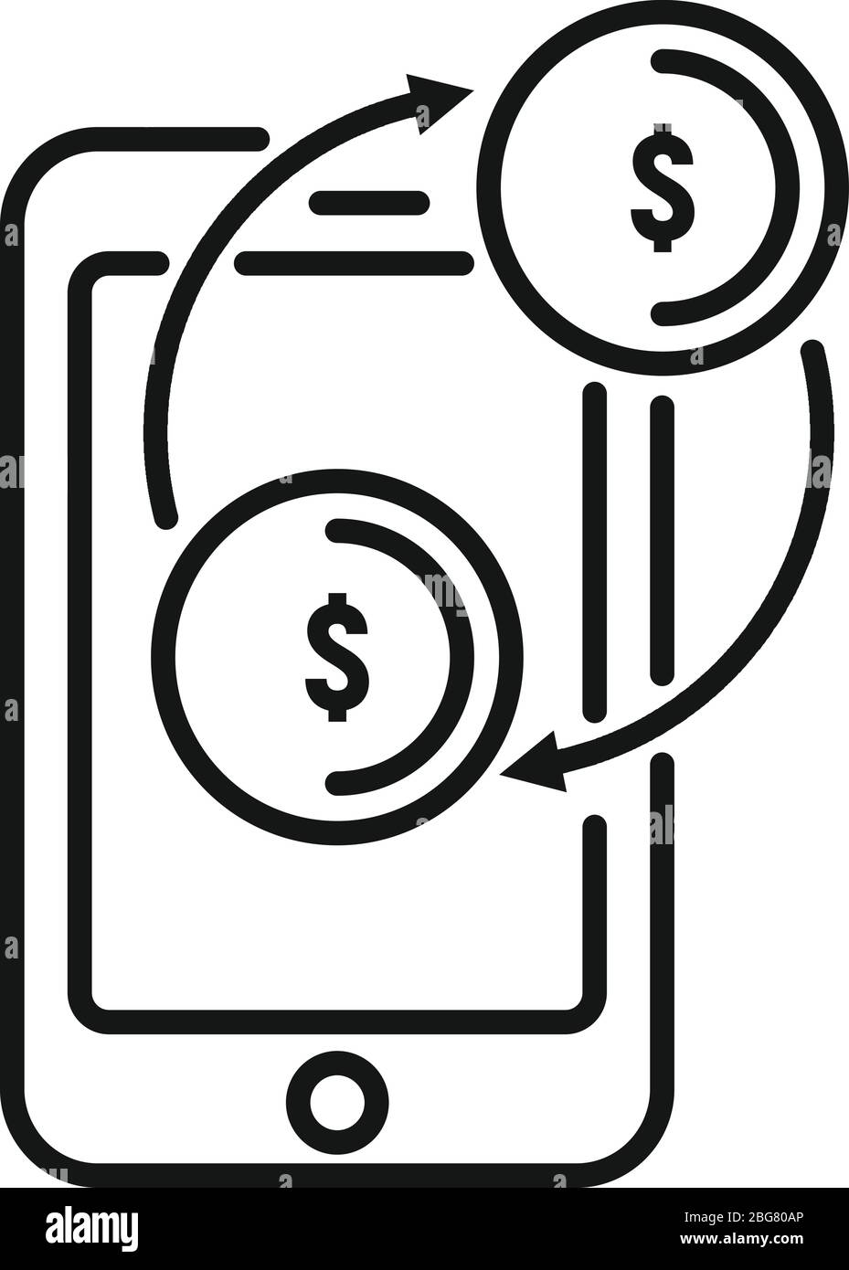 Smartphone money transfer icon. Outline smartphone money transfer ...