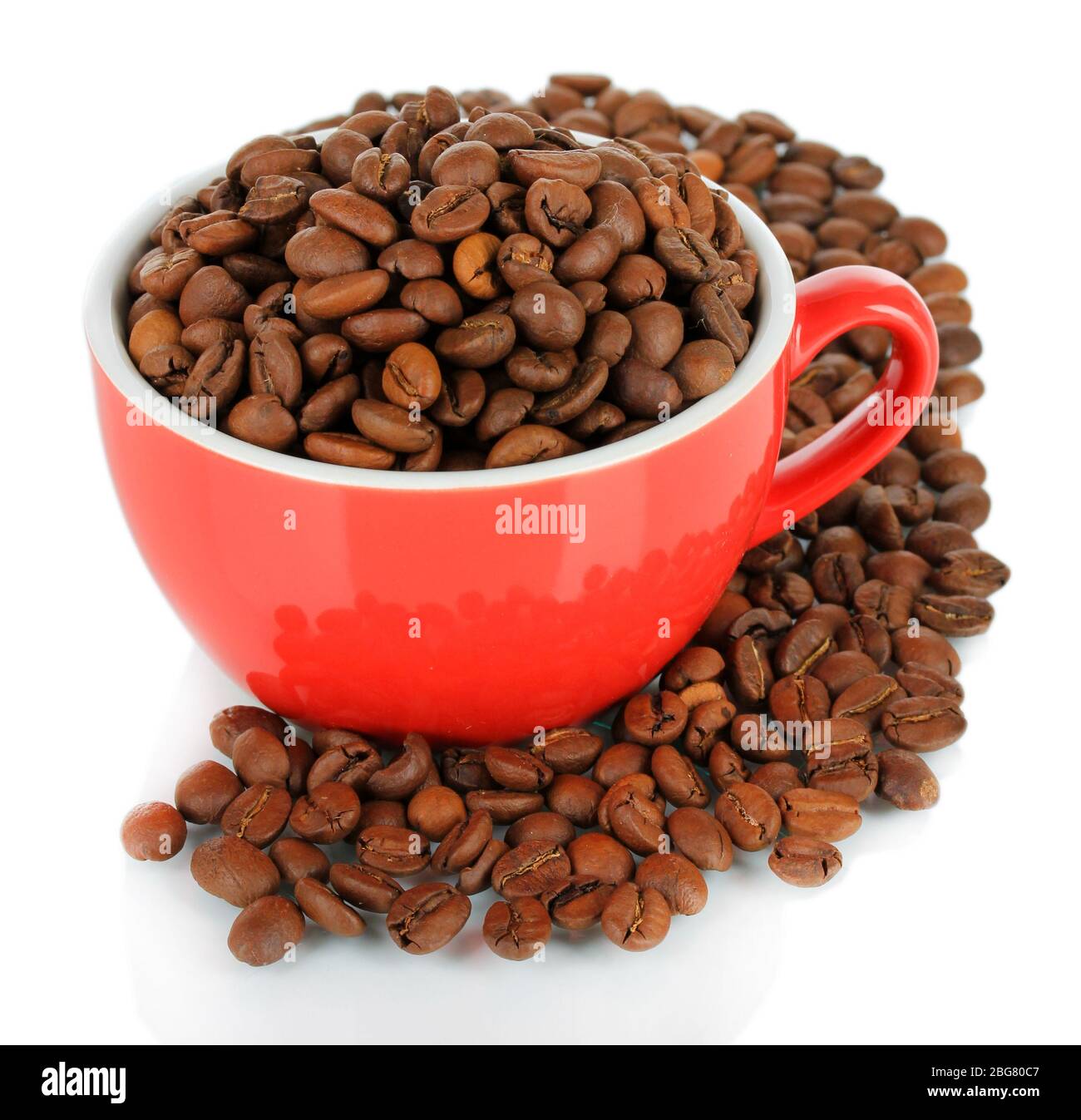 Coffee beans in cup isolated on white Stock Photo - Alamy