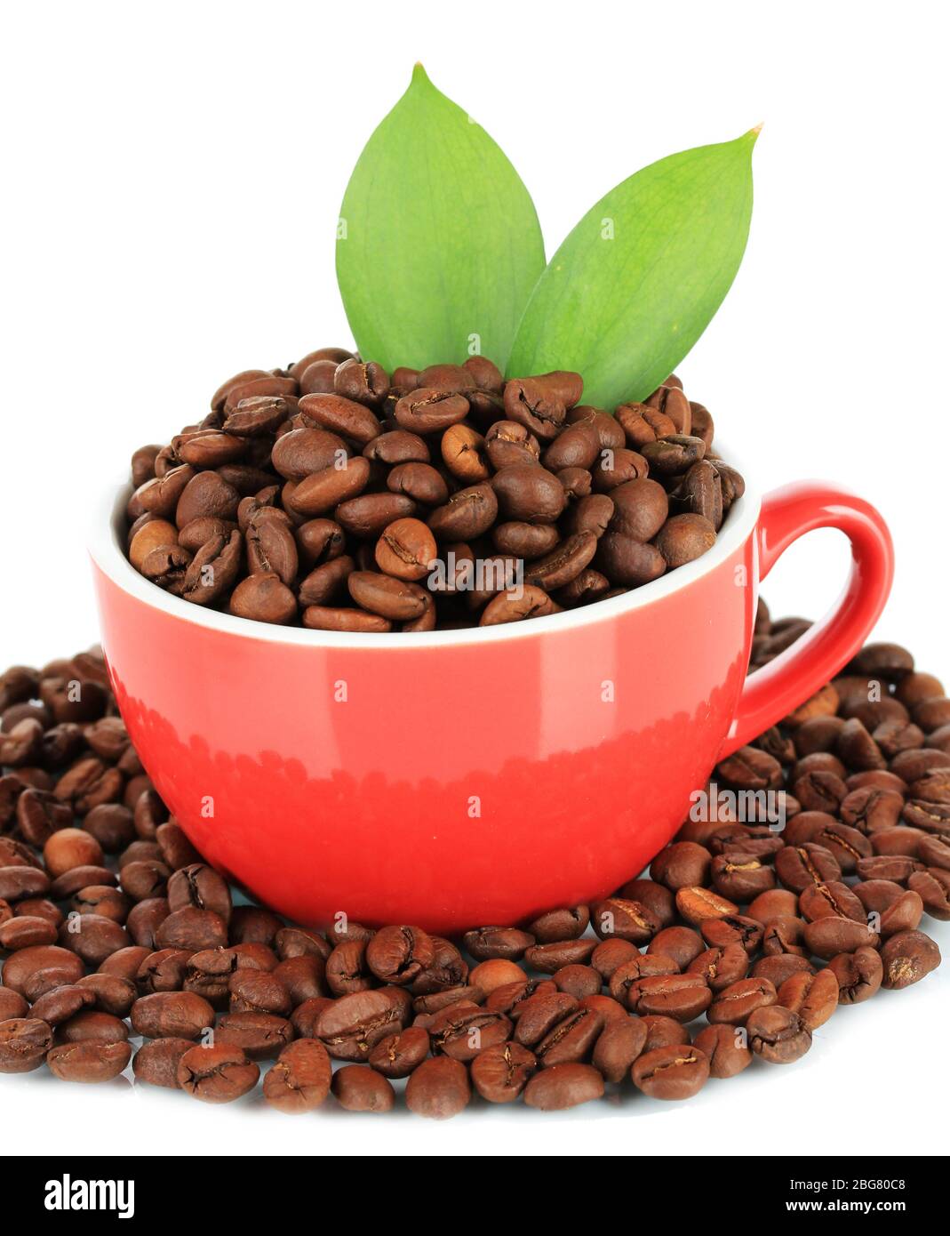 Coffee beans in cup isolated on white Stock Photo - Alamy