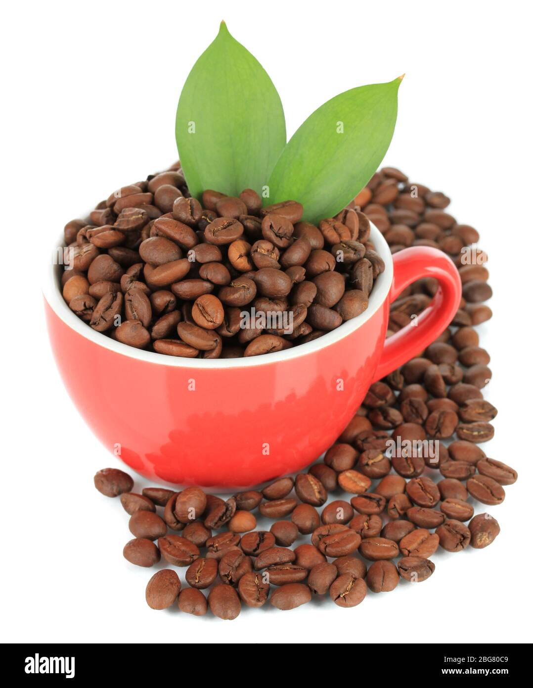 Coffee beans in cup isolated on white Stock Photo - Alamy