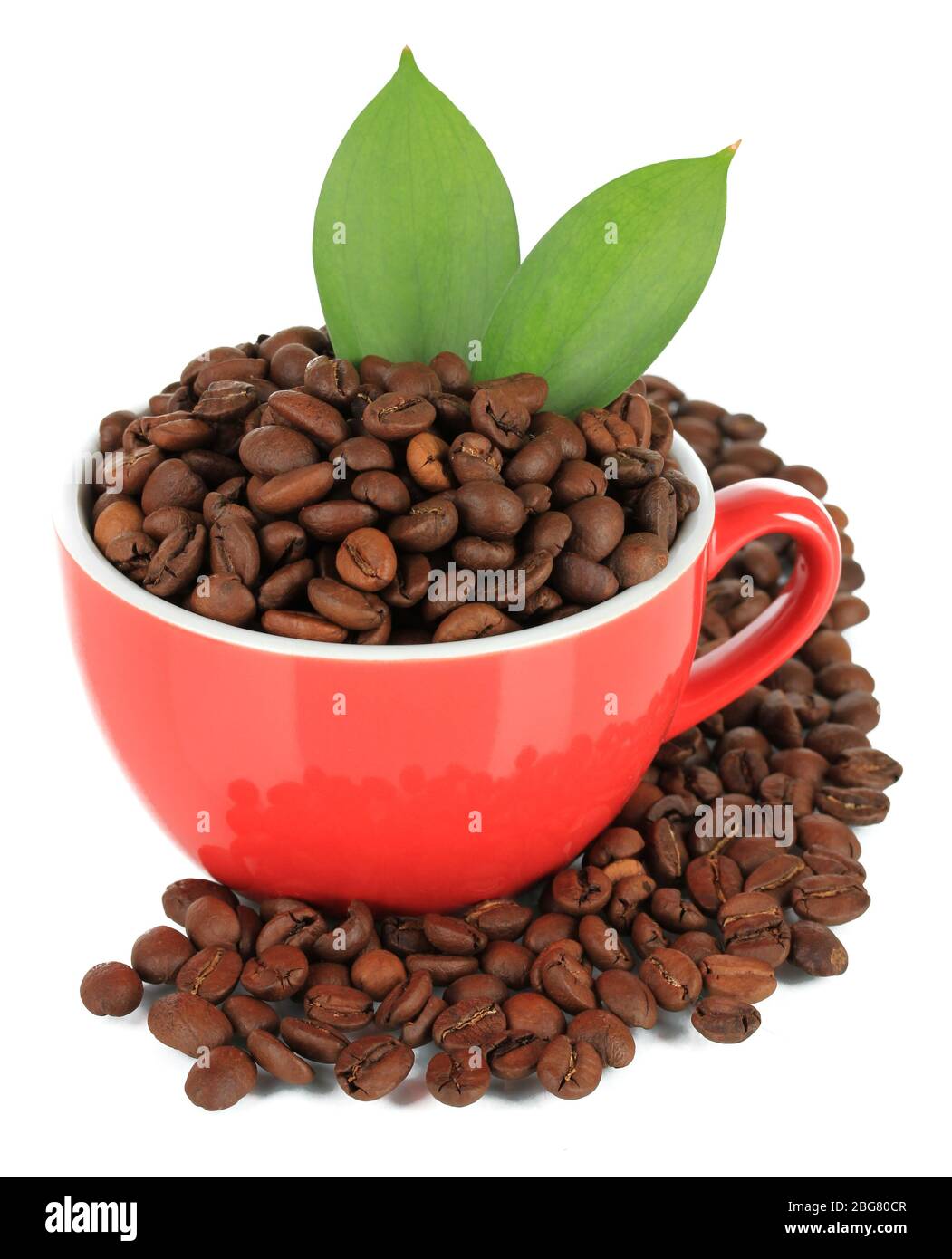 Coffee beans in cup isolated on white Stock Photo - Alamy