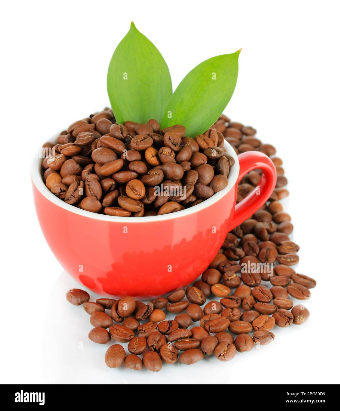 Coffee beans in cup isolated on white Stock Photo - Alamy