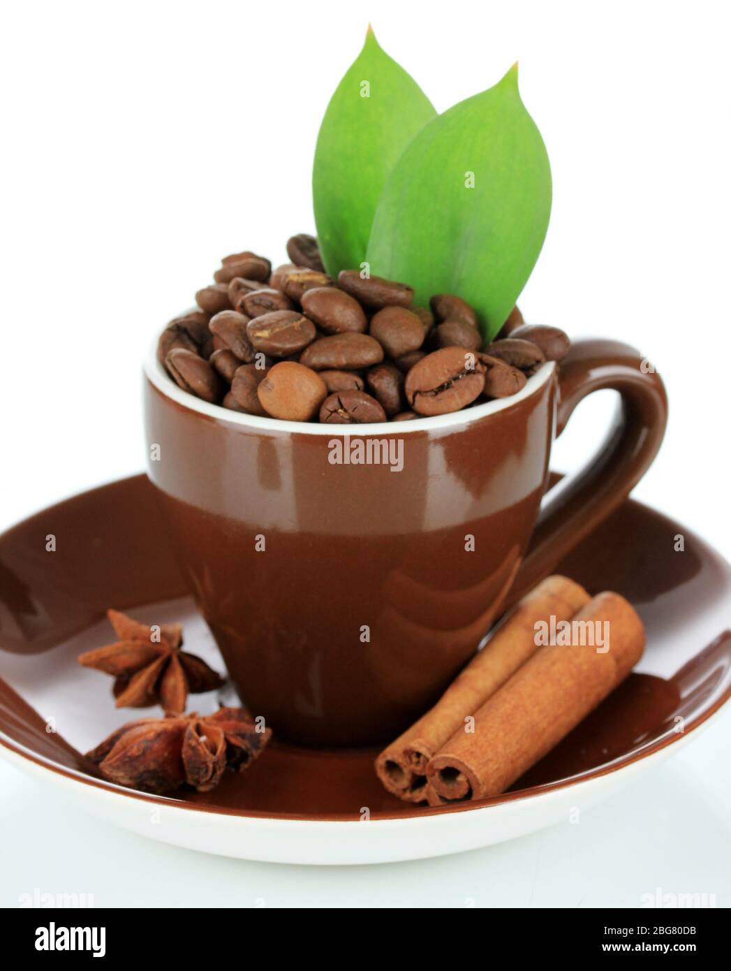 Coffee beans in cup isolated on white Stock Photo - Alamy