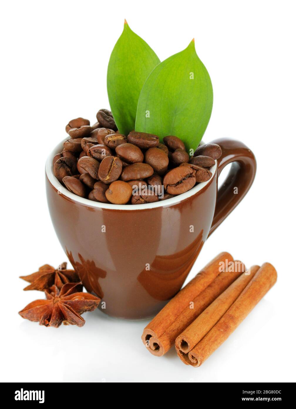 Coffee beans in cup isolated on white Stock Photo - Alamy