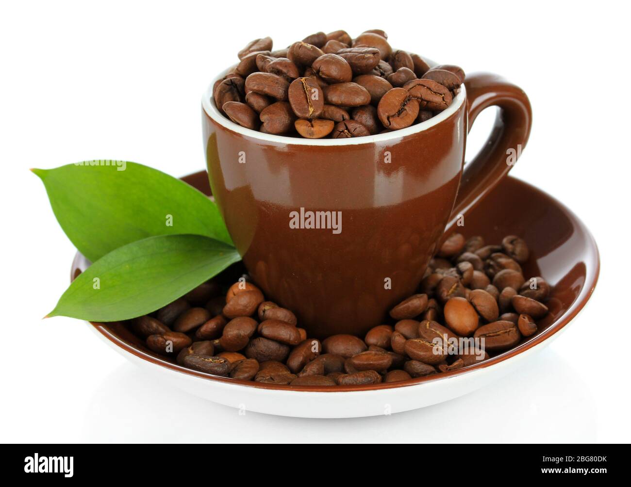 Coffee beans in cup isolated on white Stock Photo - Alamy
