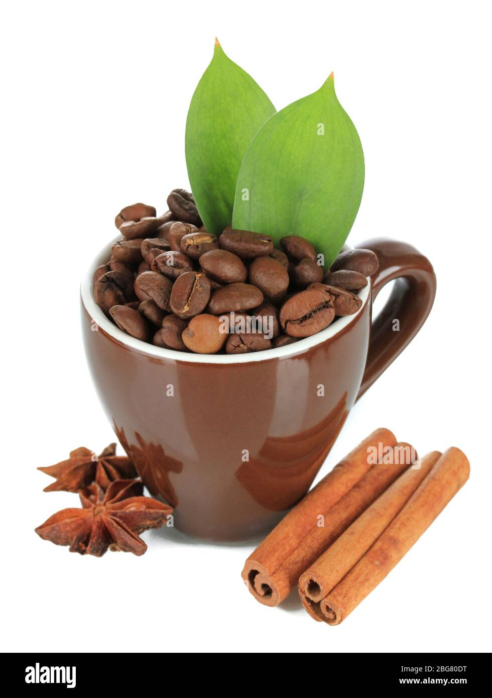 Coffee beans in cup isolated on white Stock Photo - Alamy