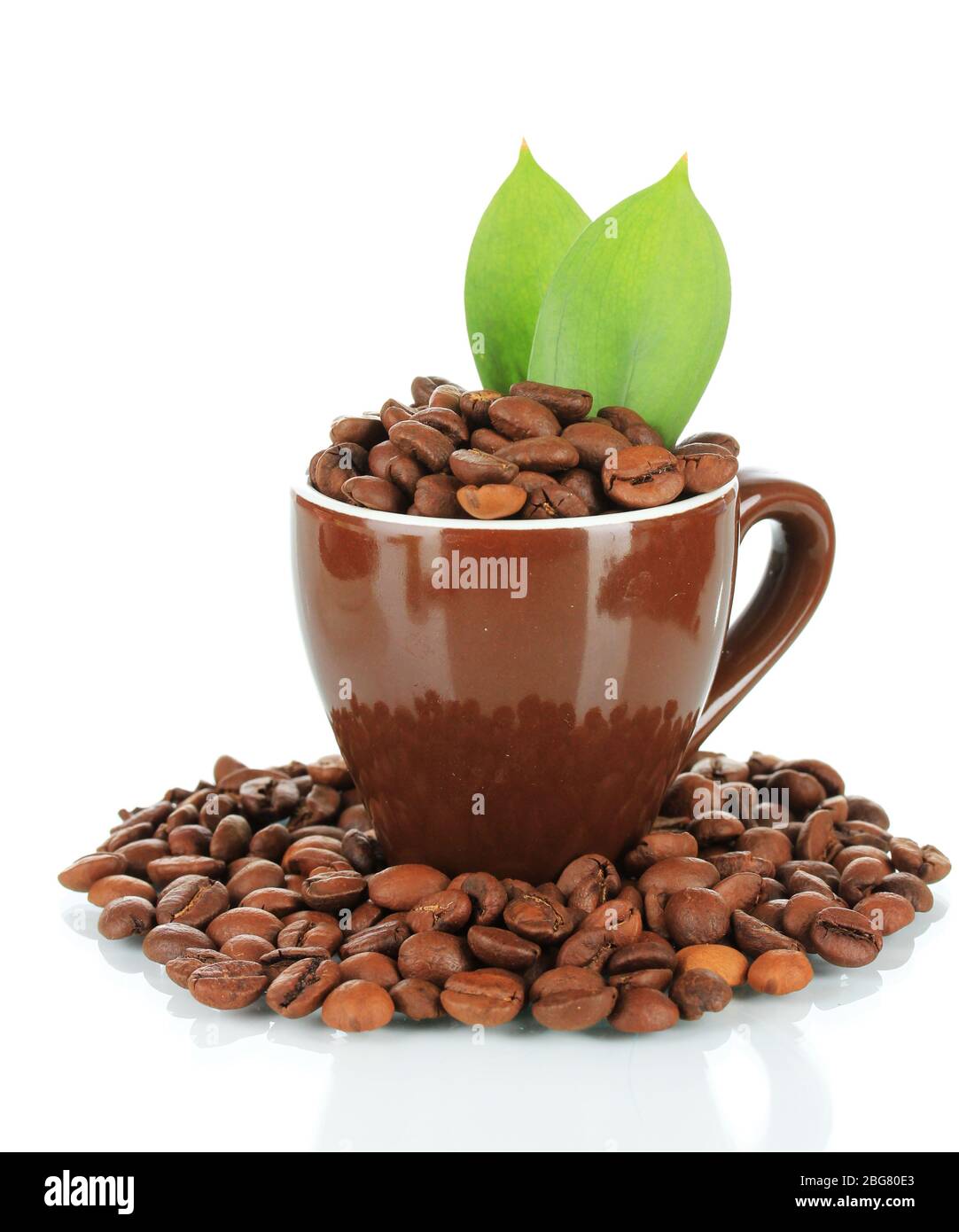 Coffee beans in cup isolated on white Stock Photo - Alamy