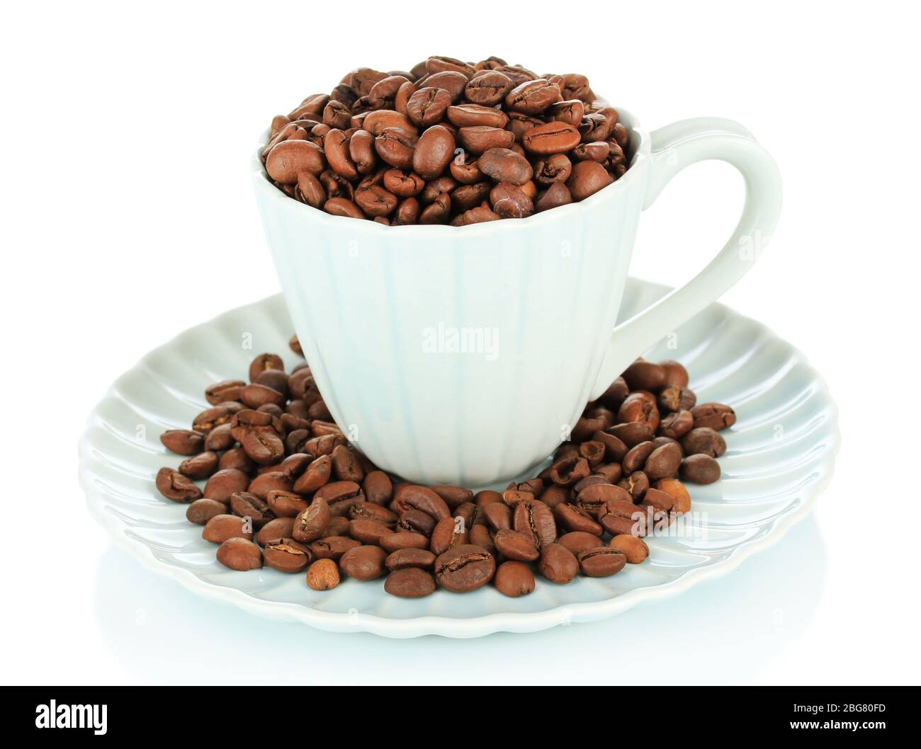 Coffee beans in cup isolated on white Stock Photo - Alamy