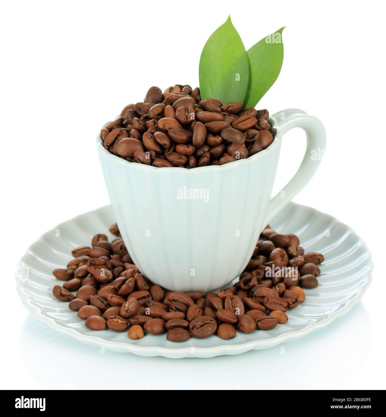Coffee beans in cup isolated on white Stock Photo - Alamy