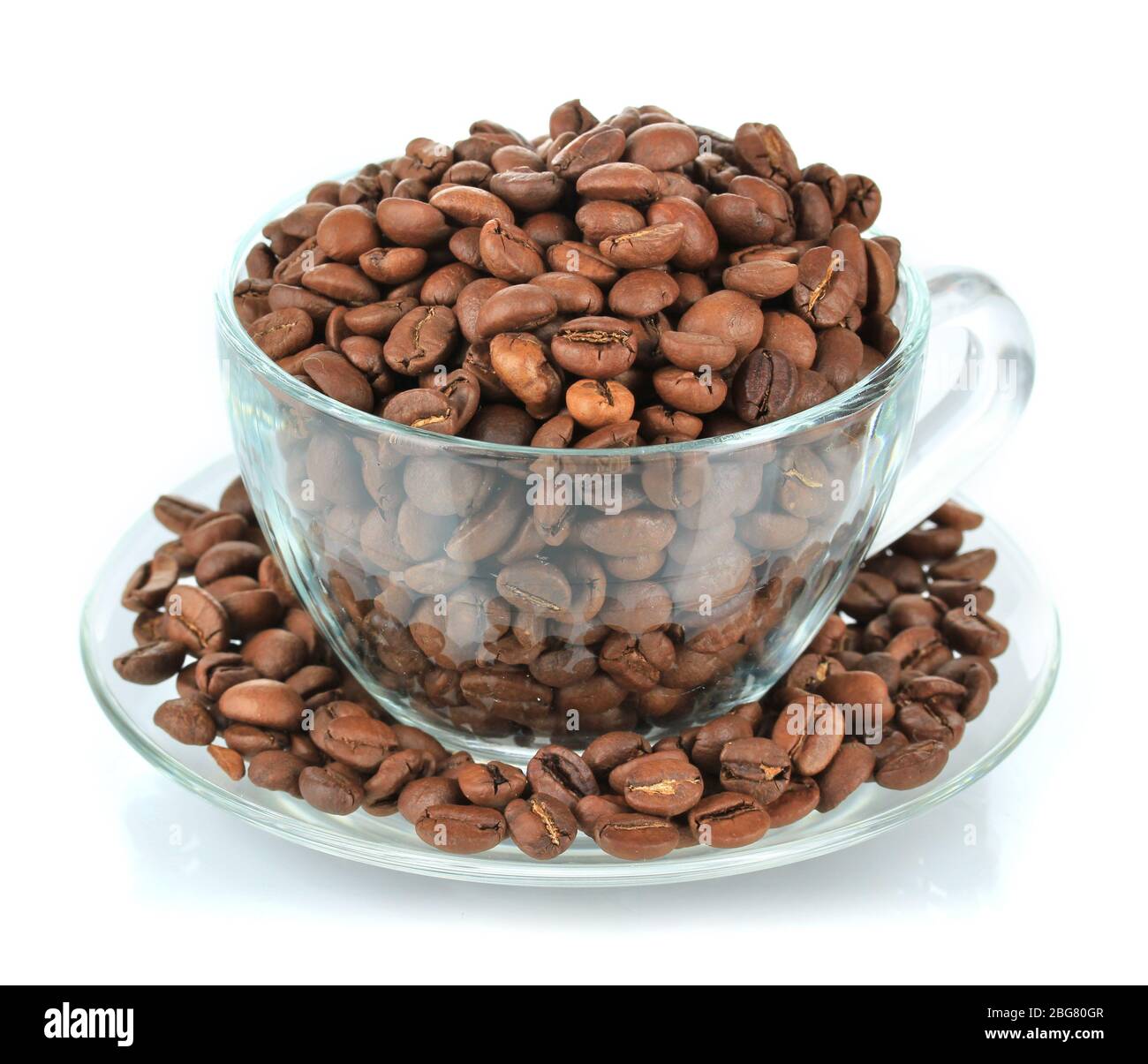 Coffee beans in cup isolated on white Stock Photo - Alamy