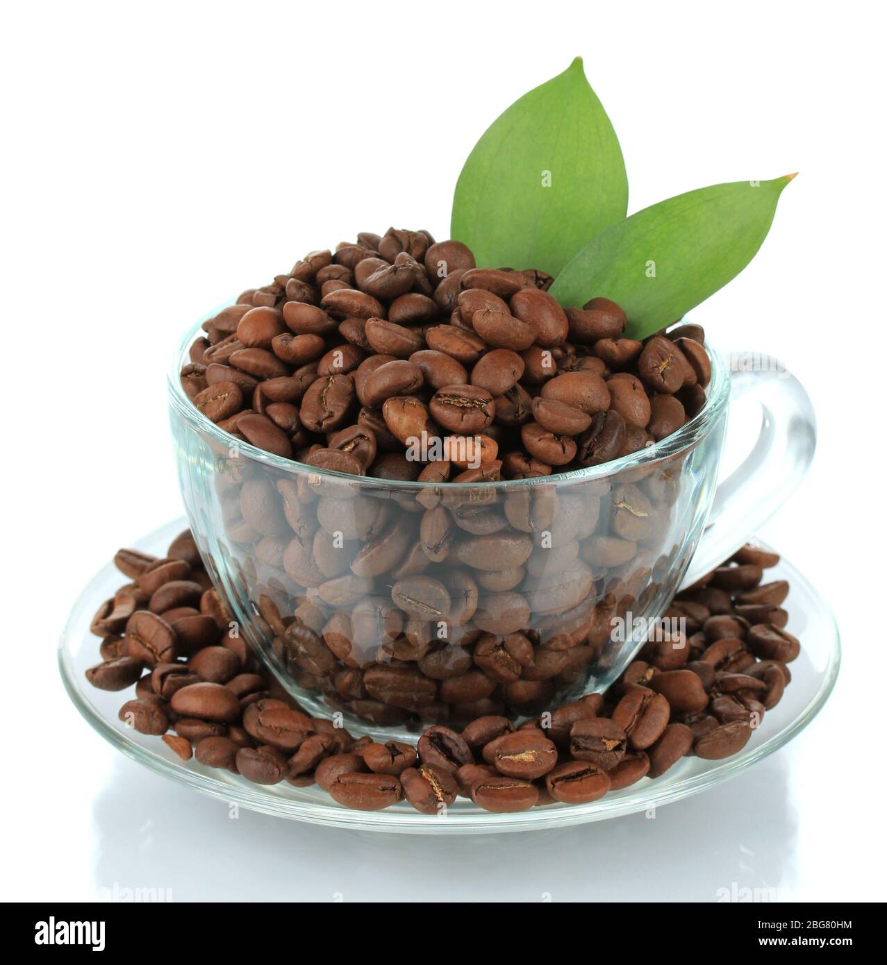 Coffee beans in cup isolated on white Stock Photo - Alamy