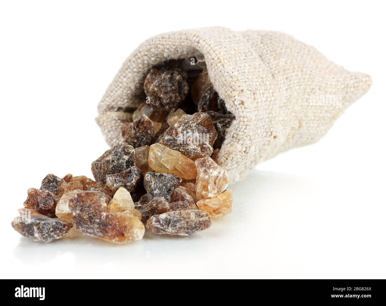 Caramelized sugar in sack isolated on white Stock Photo - Alamy