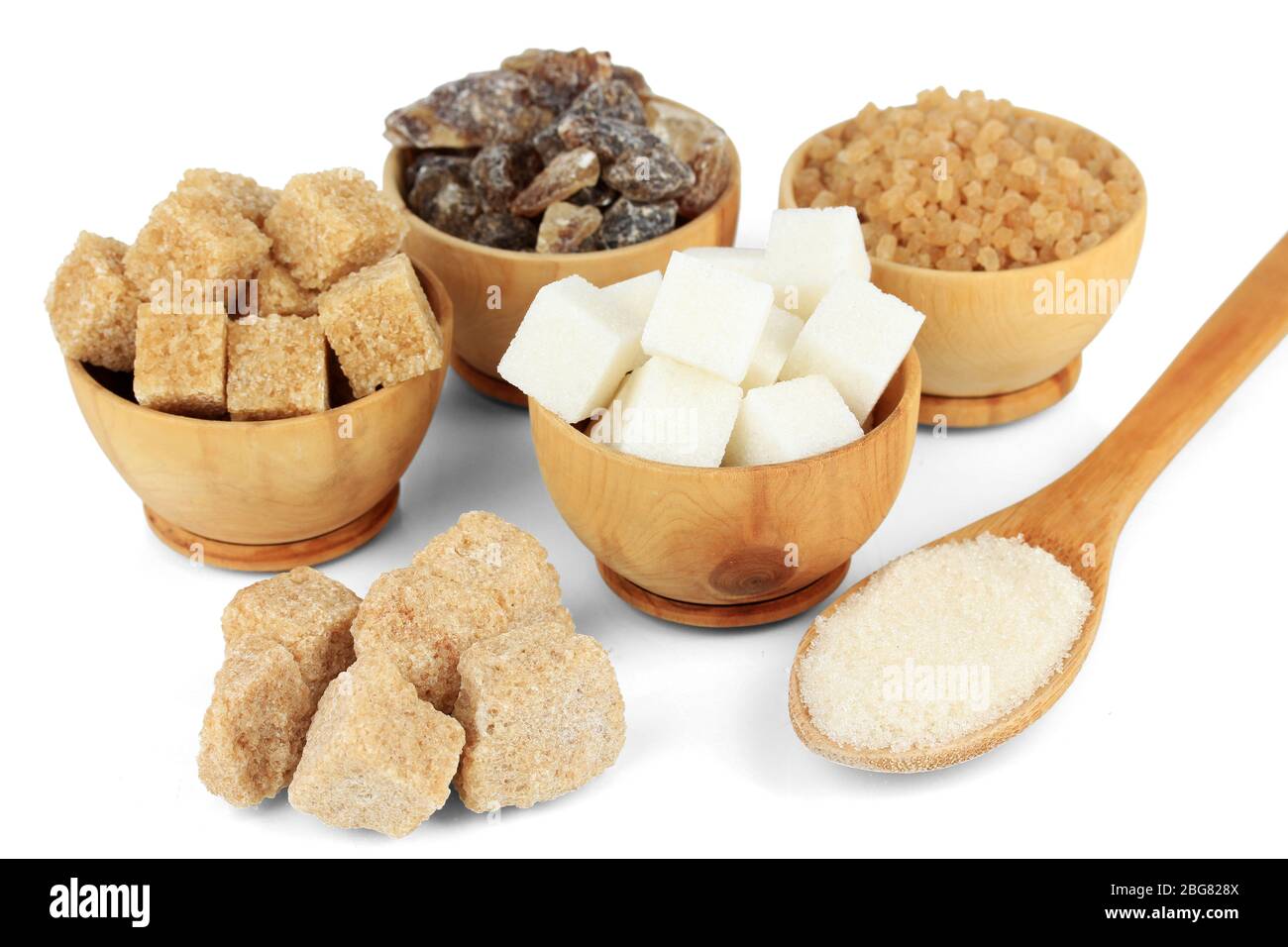 Different types of sugar isolated on white Stock Photo - Alamy