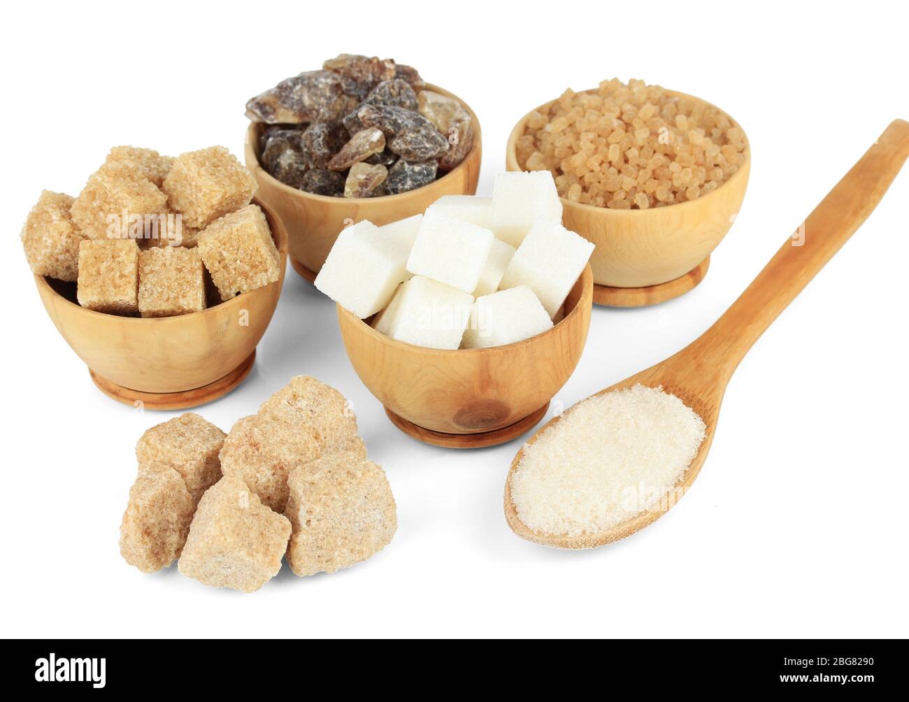 Different types of sugar isolated on white Stock Photo - Alamy