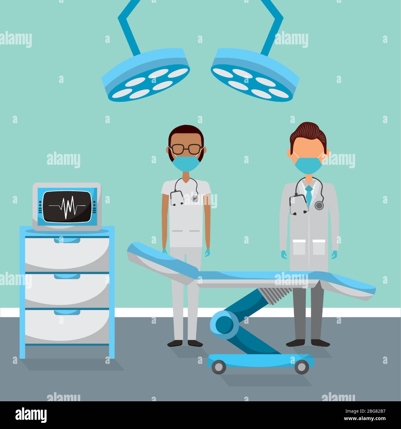 male doctors with face masks in workplace Stock Vector Image & Art - Alamy