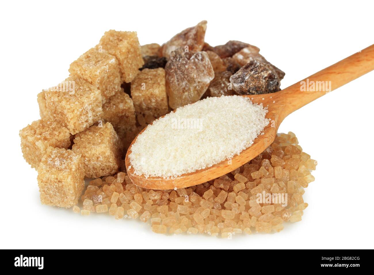 Different types of sugar isolated on white Stock Photo - Alamy