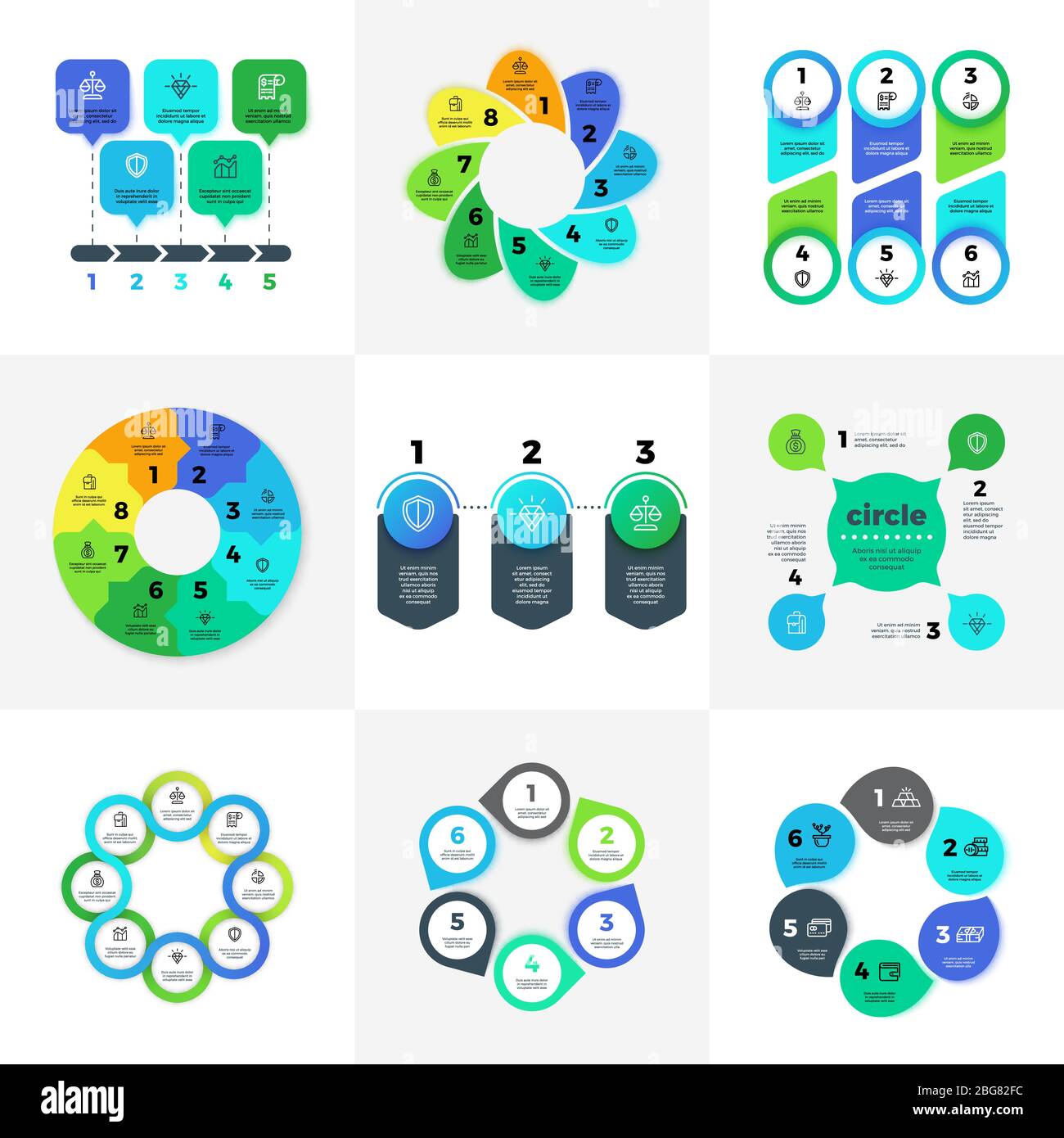 Business infographic option charts with marketing icons. Workflow ...
