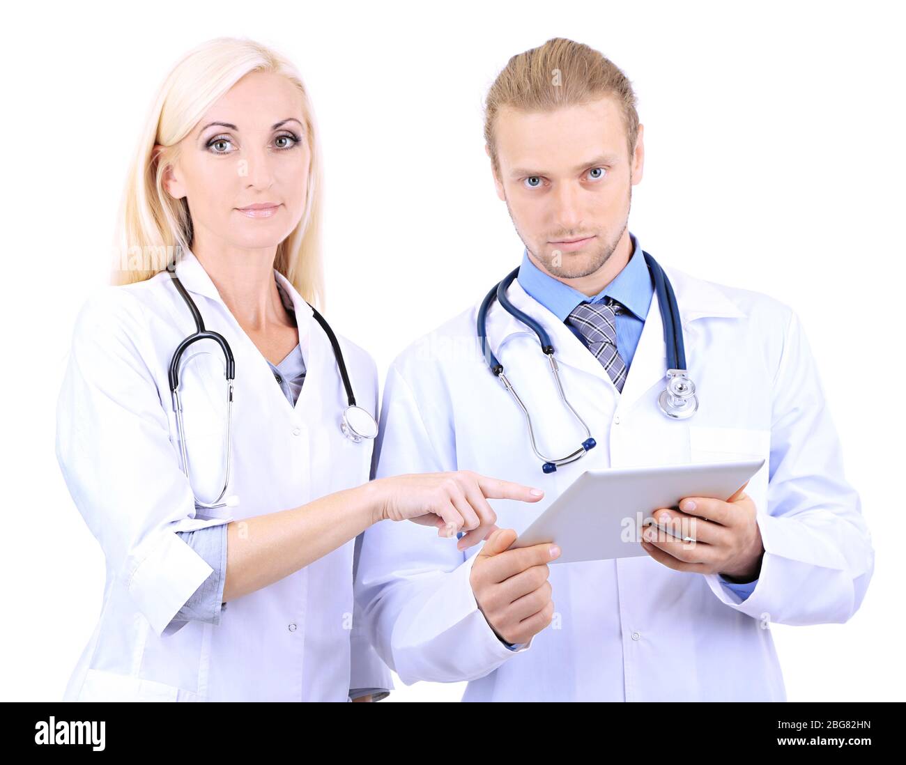 Medical workers isolated on white Stock Photo - Alamy