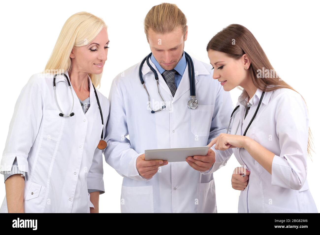 Medical workers isolated on white Stock Photo - Alamy