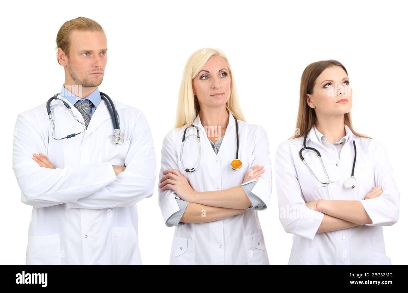 Medical workers isolated on white Stock Photo - Alamy