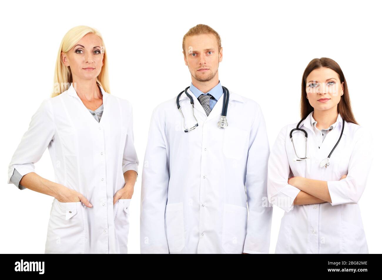 Medical workers isolated on white Stock Photo - Alamy