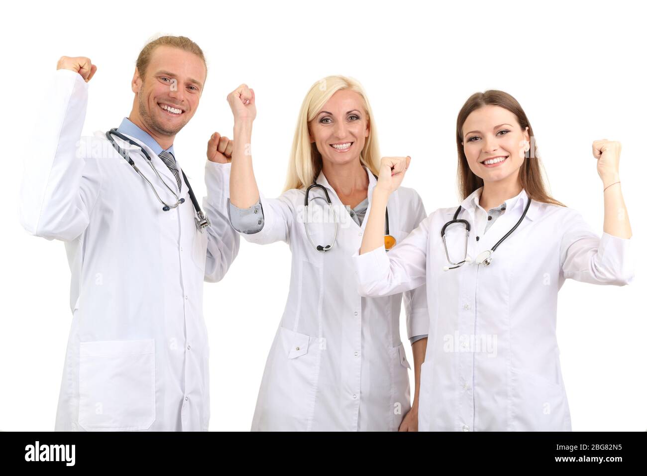 Medical workers isolated on white Stock Photo - Alamy