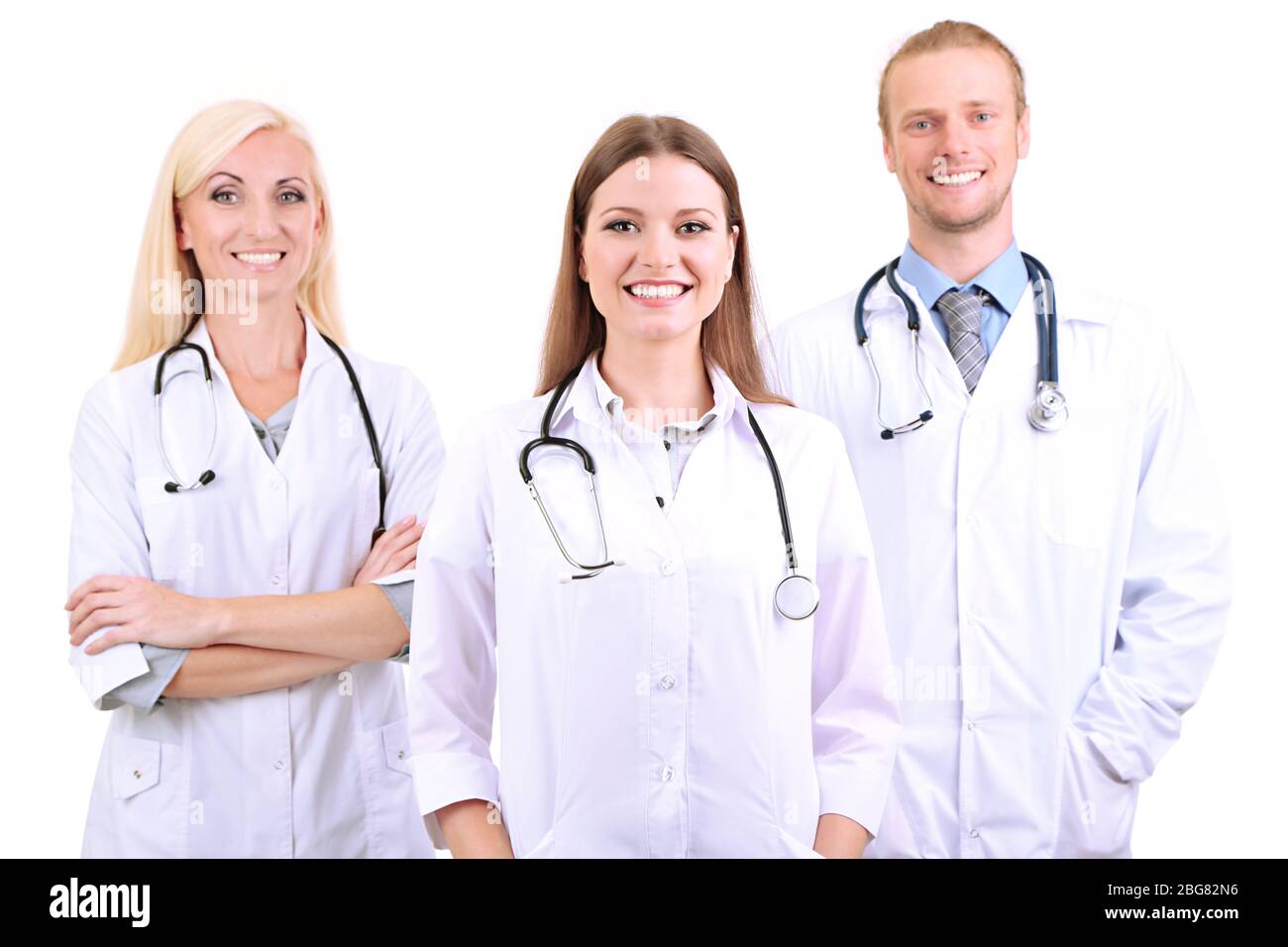 Medical workers isolated on white Stock Photo - Alamy