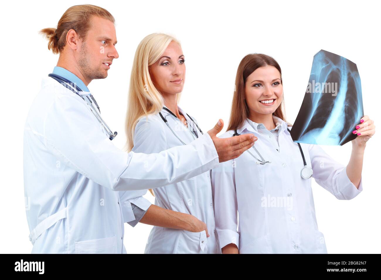 Medical workers isolated on white Stock Photo - Alamy