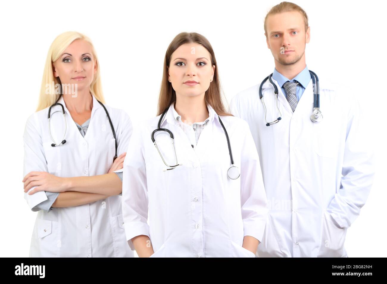 Medical workers isolated on white Stock Photo - Alamy