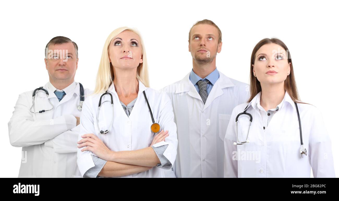 Medical workers isolated on white Stock Photo - Alamy