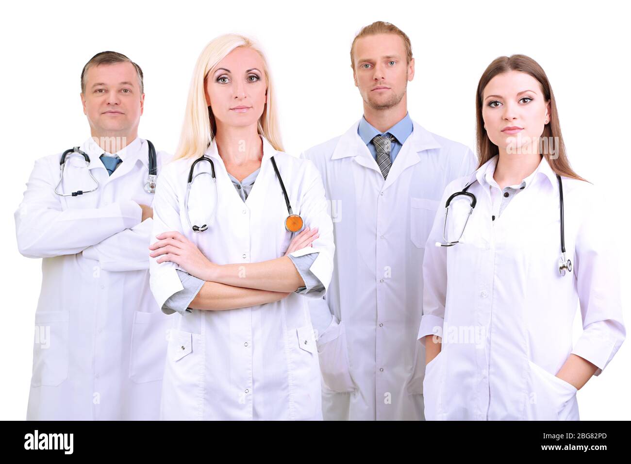 Medical workers isolated on white Stock Photo - Alamy