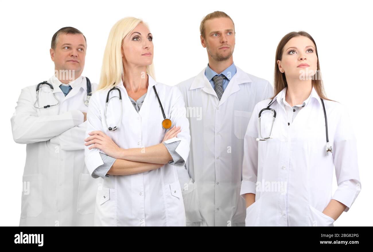 Medical workers isolated on white Stock Photo - Alamy