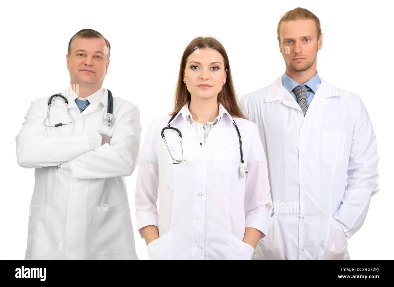 Medical workers isolated on white Stock Photo - Alamy