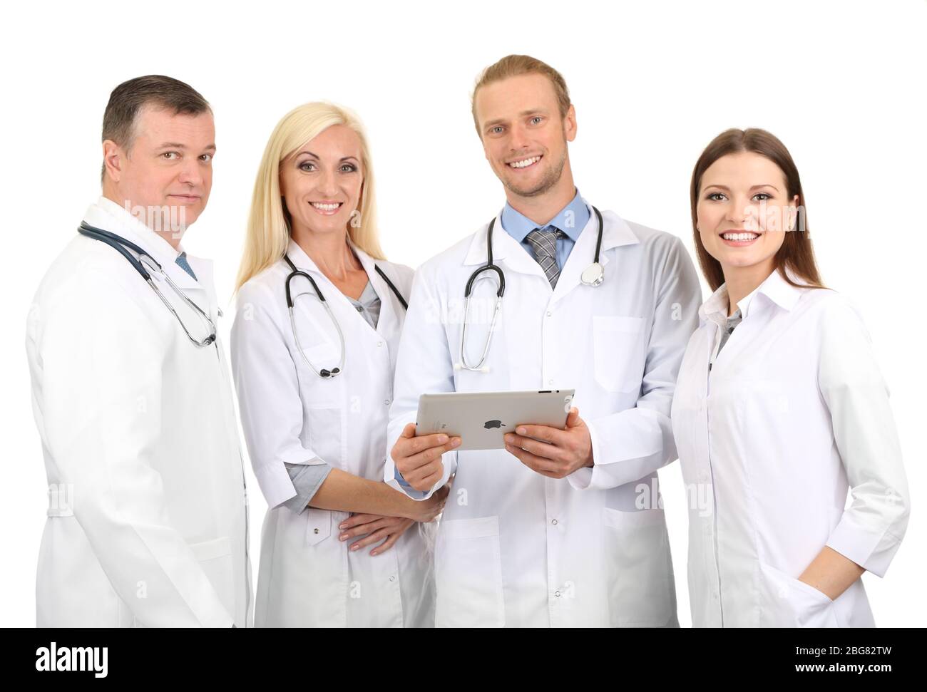 Medical workers isolated on white Stock Photo - Alamy