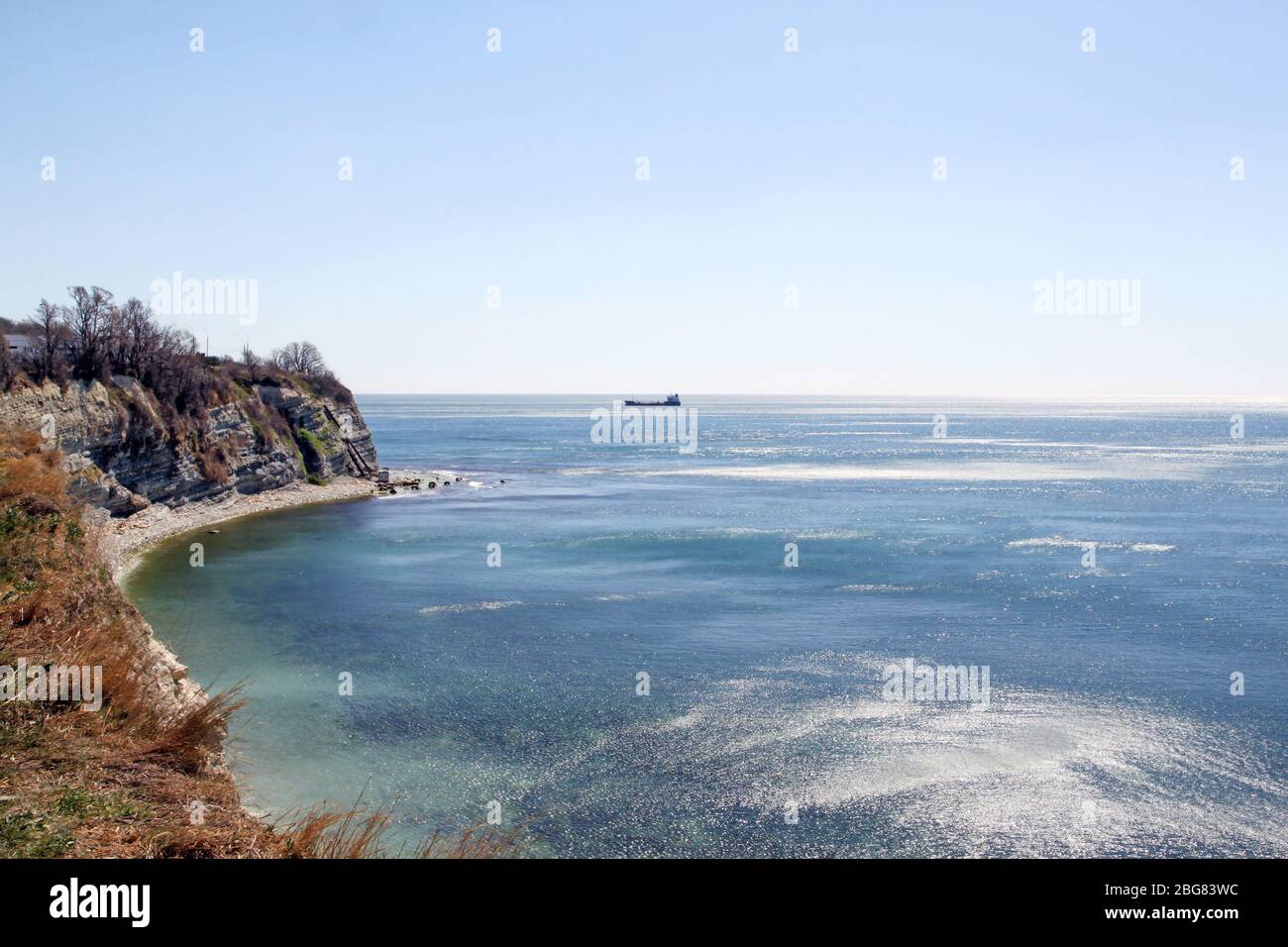 Beautiful photo of a high seashore on The black sea coast in Russia the ...