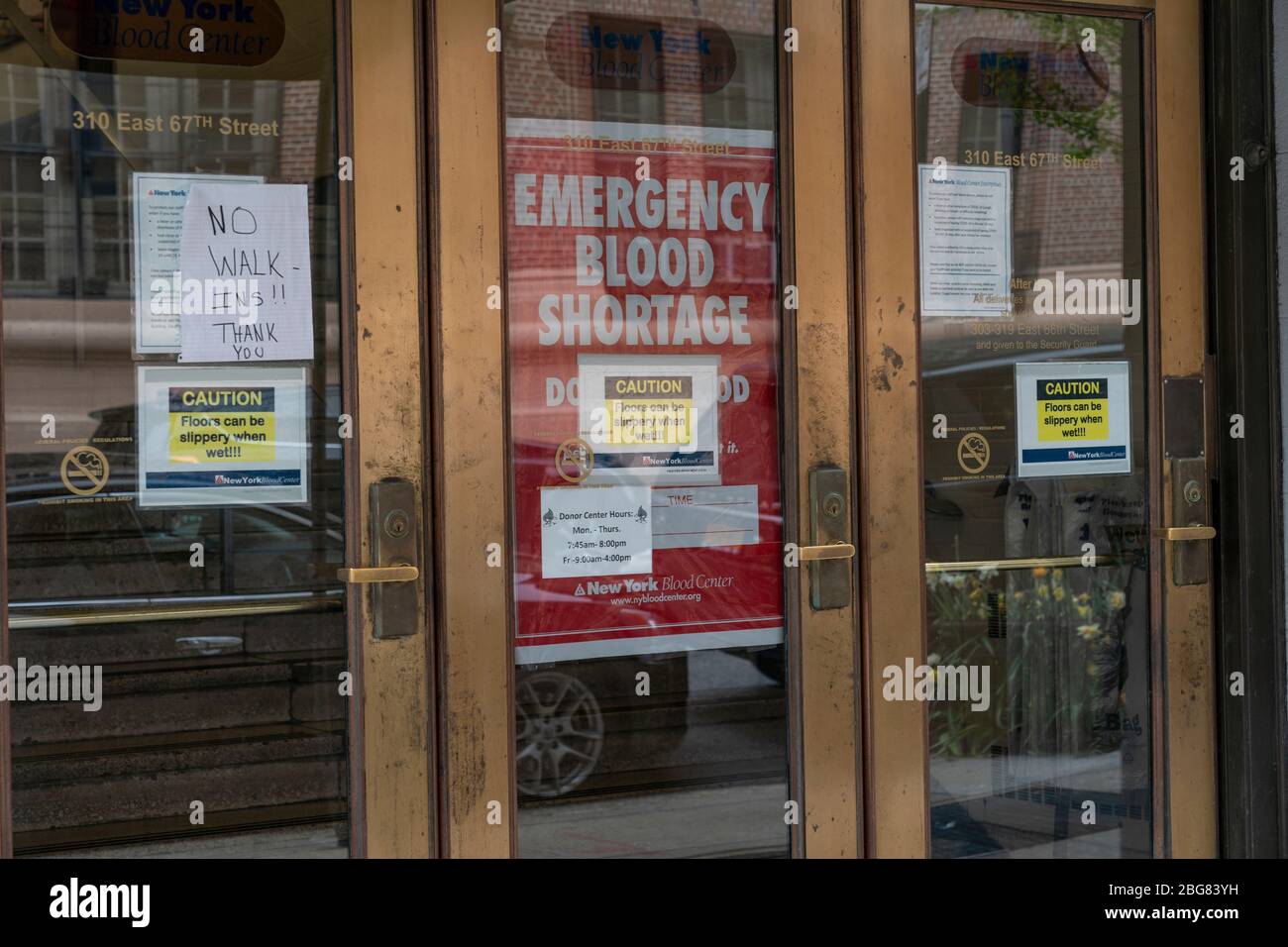 New York, NY - April 20, 2020: Sign posted on entrance to New York ...