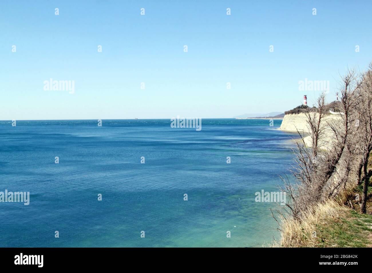 Beautiful photo of a high seashore on The black sea coast in Russia the ...