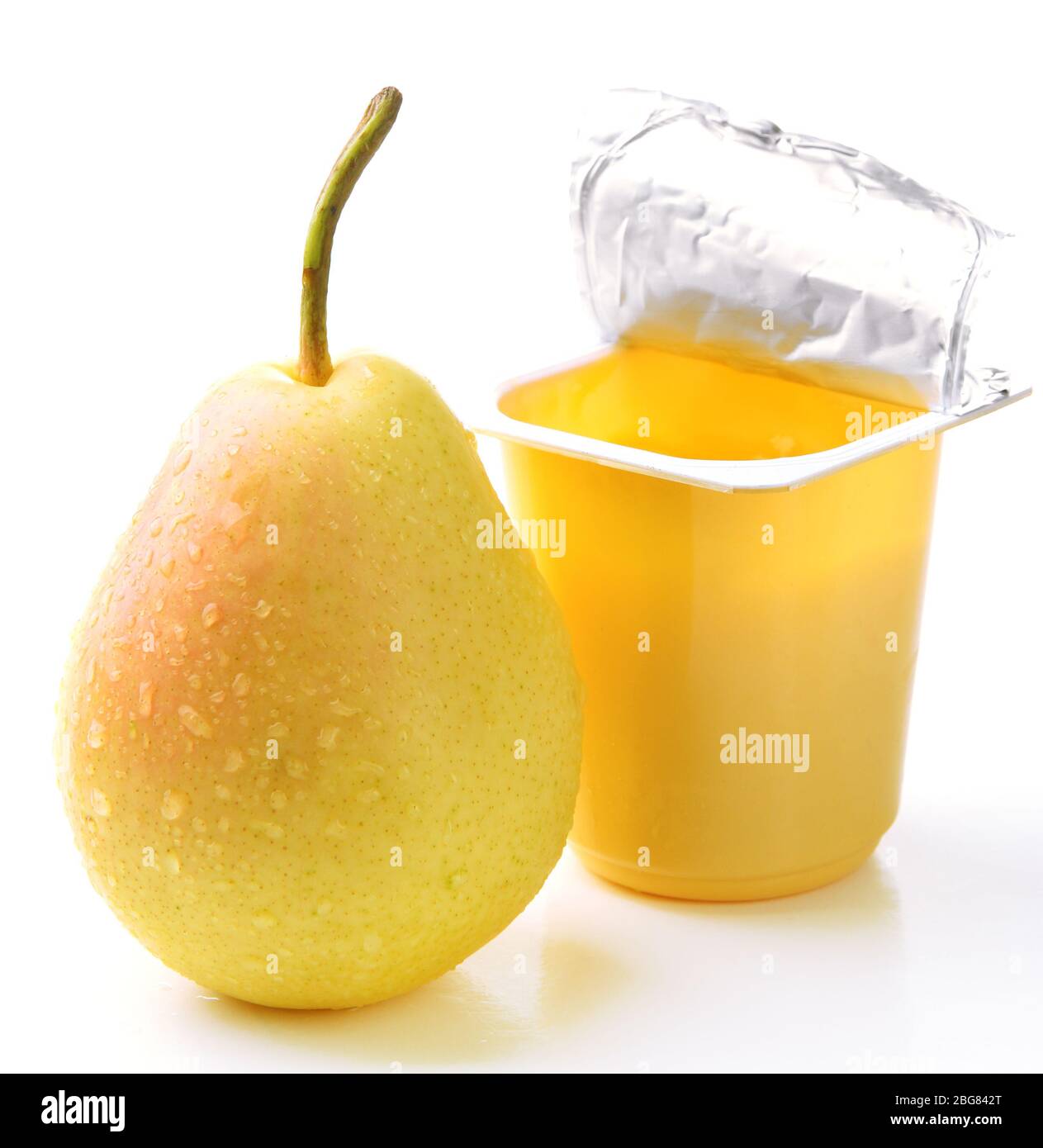 Tasty yogurt in open plastic cup isolated on white Stock Photo - Alamy