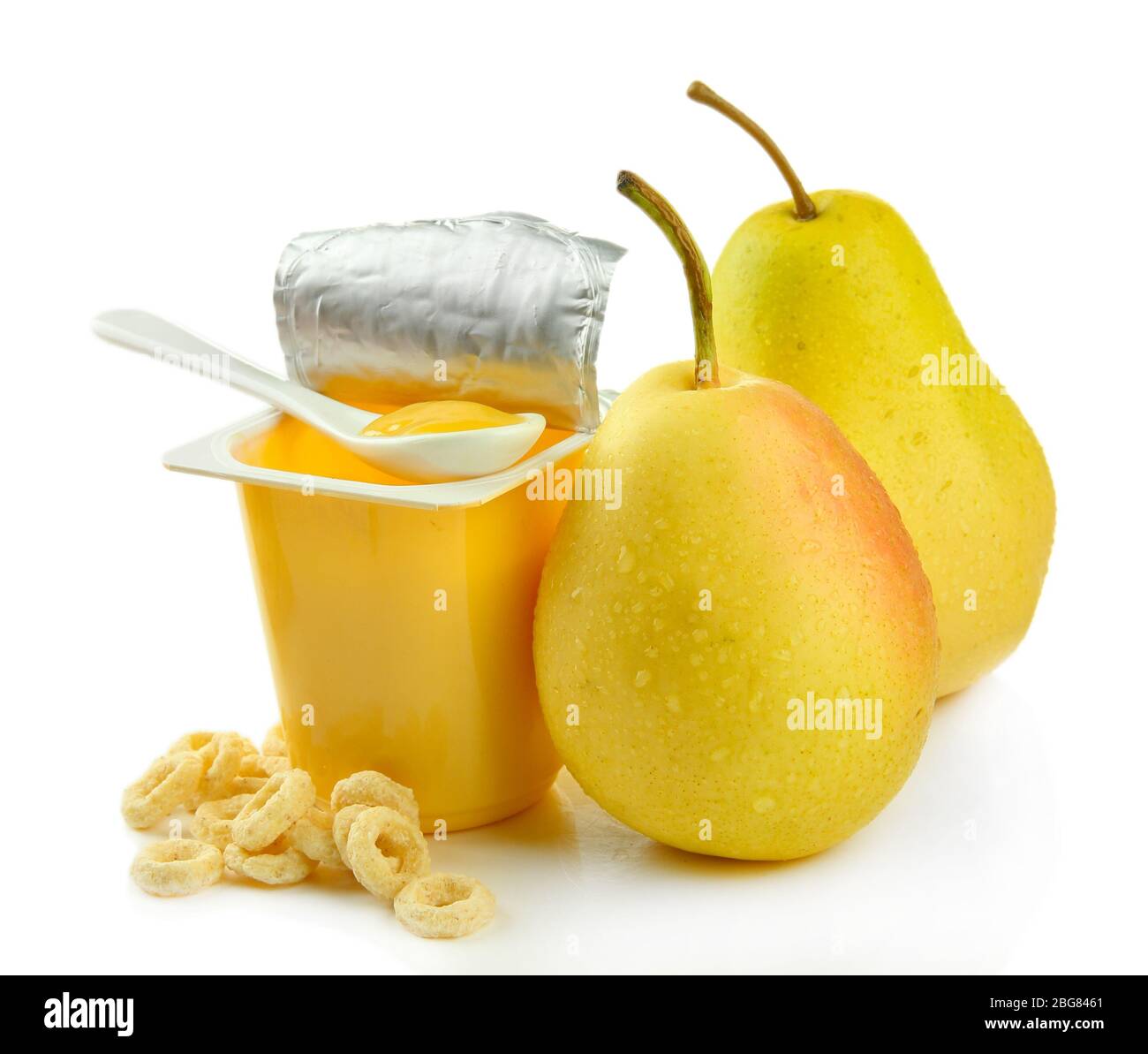 Tasty yogurt in open plastic cup isolated on white Stock Photo - Alamy