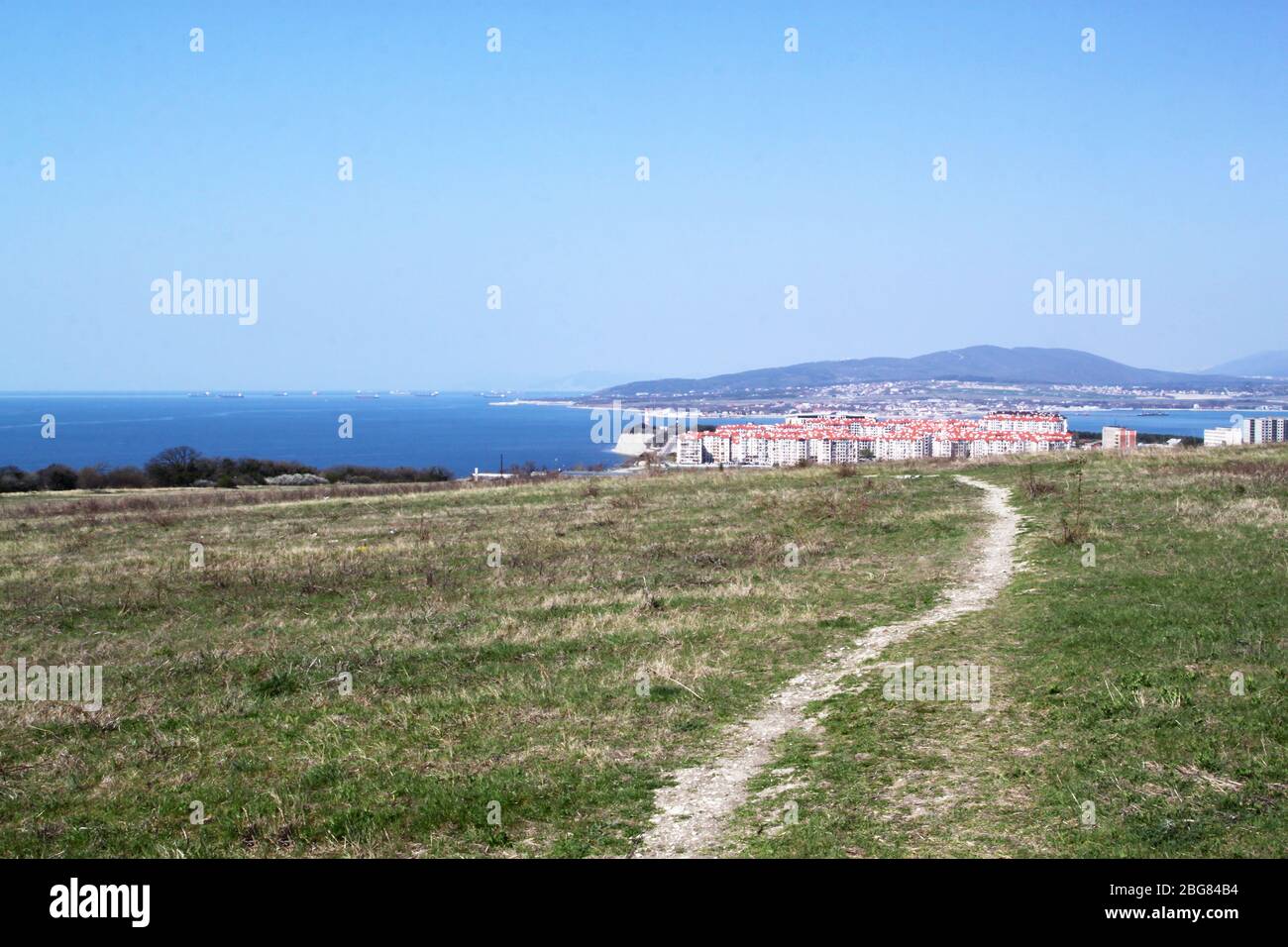Beautiful photo of a high seashore on The black sea coast in Russia the ...