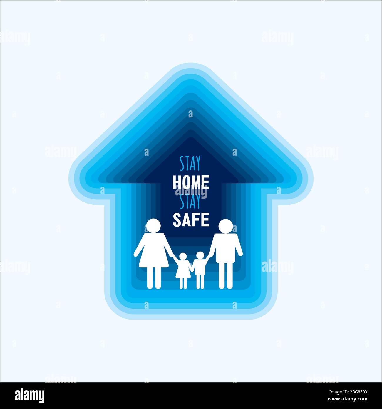 stay home stay safe and happy with your family concept design vector ...