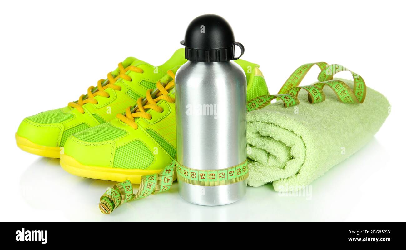 Different tools for sport isolated on white Stock Photo - Alamy