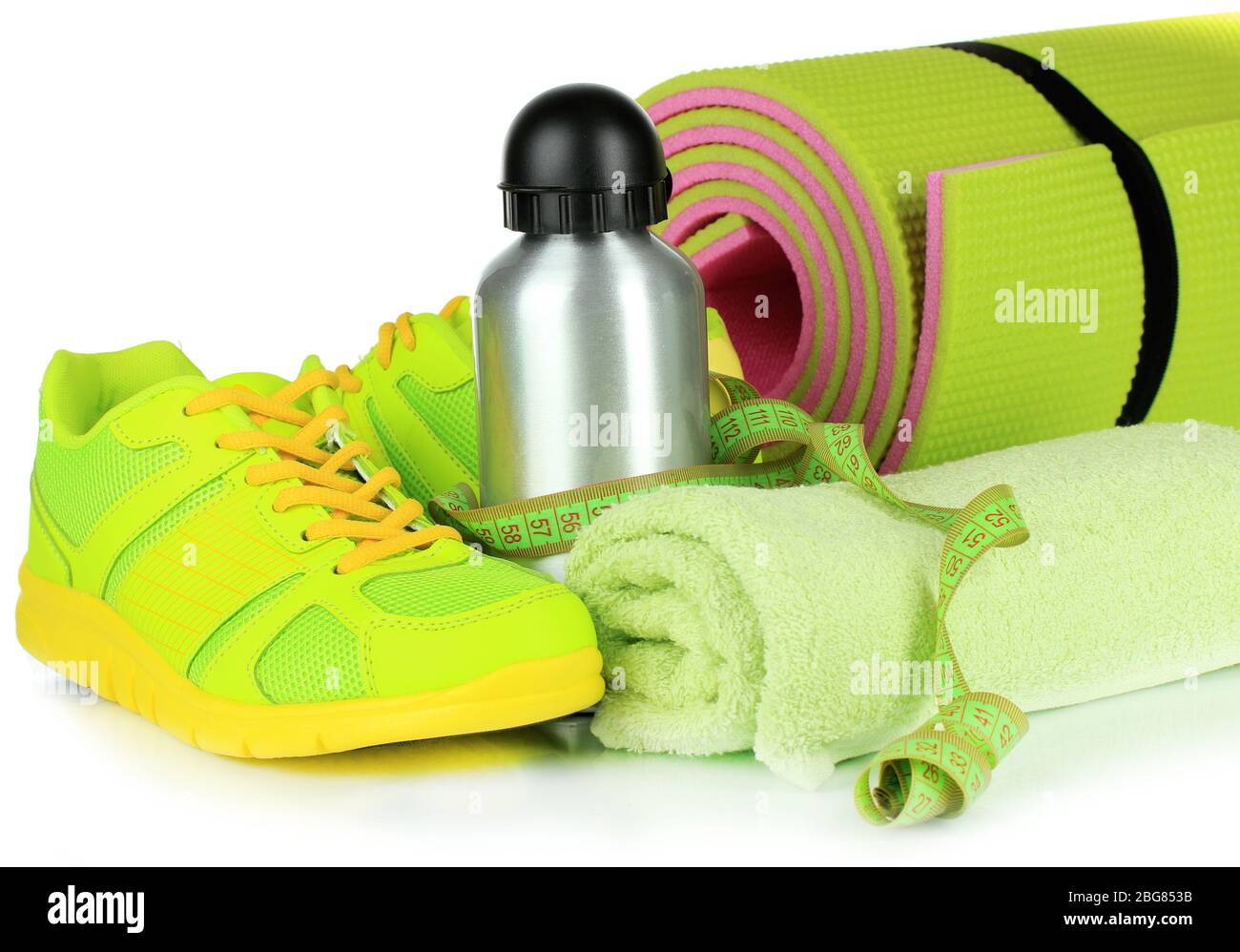 Different tools for sport isolated on white Stock Photo - Alamy