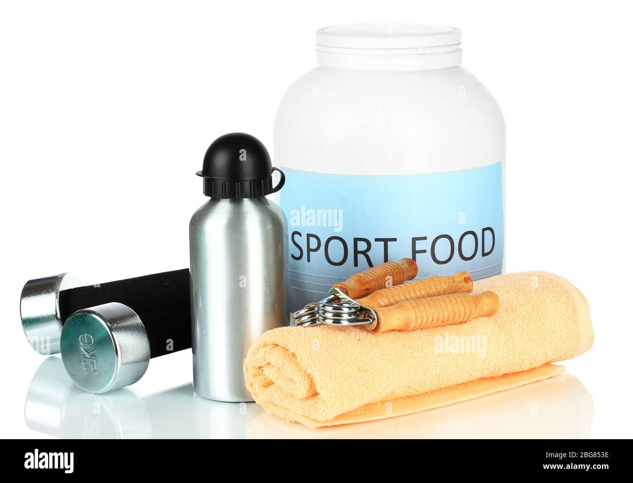 Different tools for sport isolated on white Stock Photo - Alamy