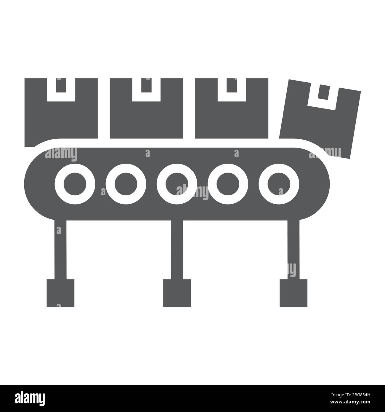 Conveyor belt with cardboard boxes glyph icon, logistic and delivery ...