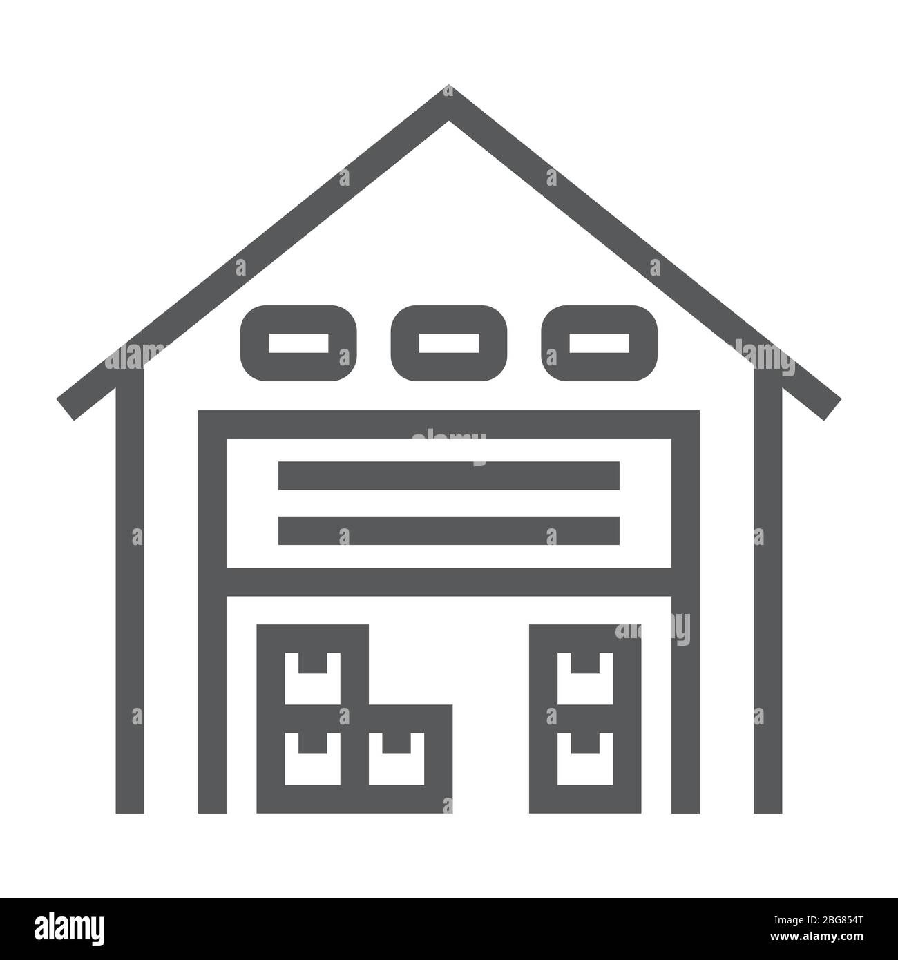 Warehouse line icon, logistic and storage, garage of delivery sign ...