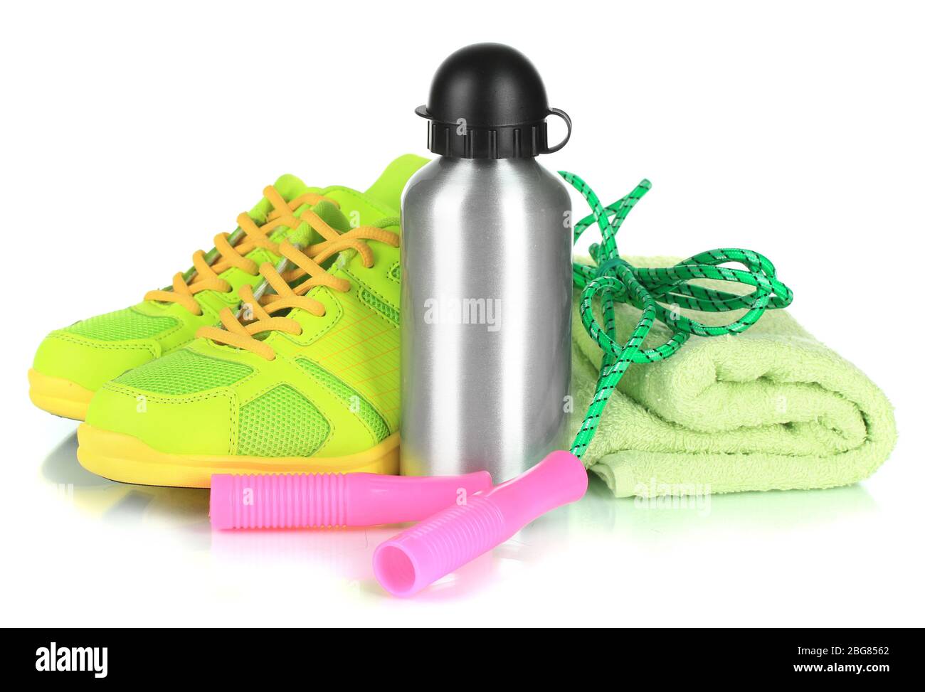 Different tools for sport isolated on white Stock Photo - Alamy