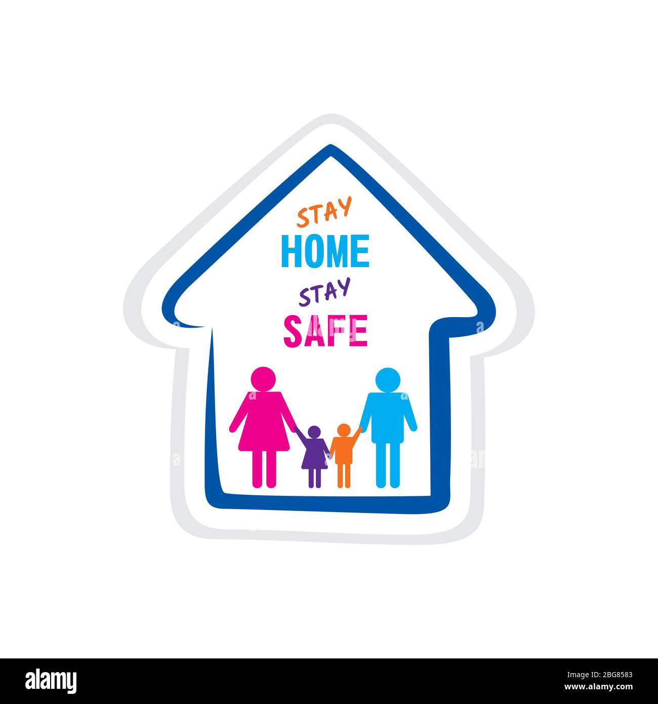 stay home stay safe and happy with your family concept design Stock ...